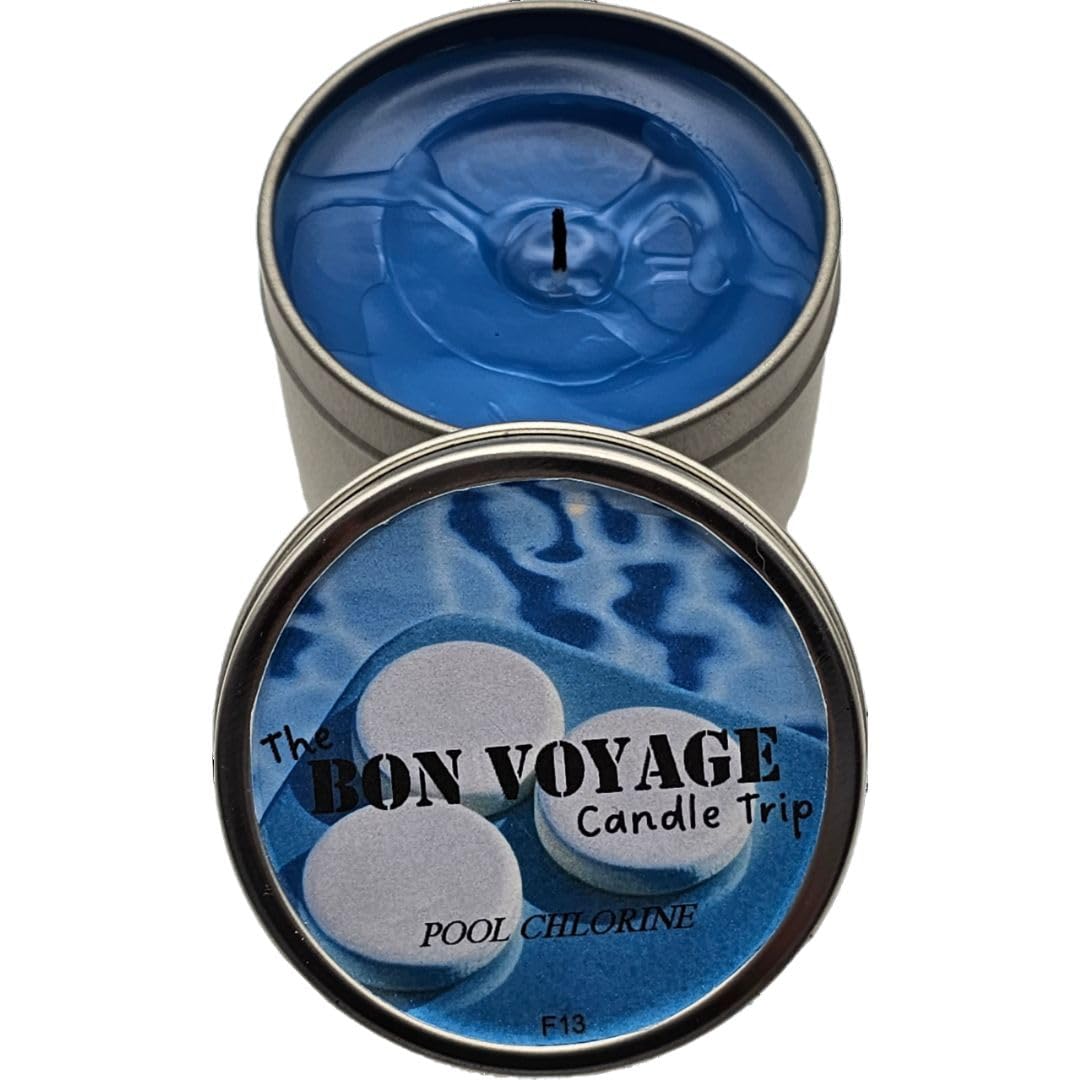 Bon Voyage Pool Chlorine Scented Candles - 4oz Jar Candle - Paraffin Wax Aromatherapy Candles for Home & Gifts for Family and Friends
