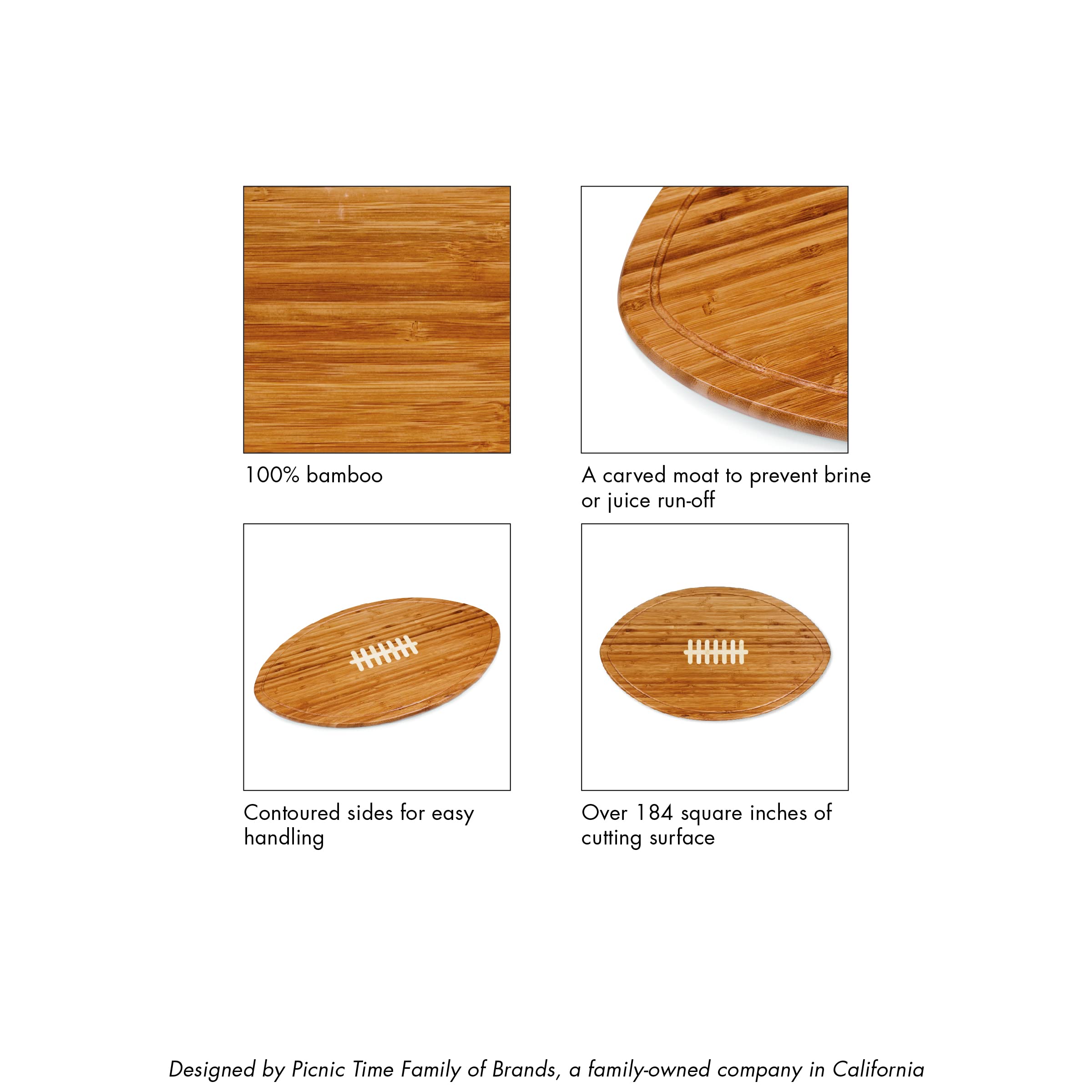 TOSCANA - a Picnic Time Brand Kickoff Football Cheese Board, Novelty Charcuterie Board, Serving Platter, Cheese Boards Charcuterie Boards, Bamboo Brown