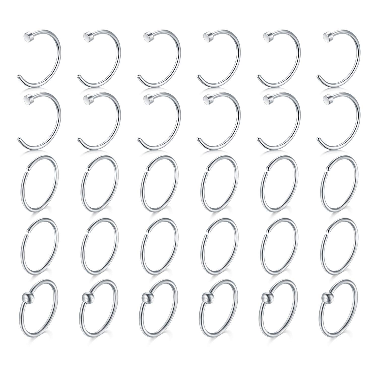 AVYRING 22G or 20G Nose Rings Hoop Stainless Steel Nose Nostril Septum Rings Lip rings Medusa Piercing Jewelry