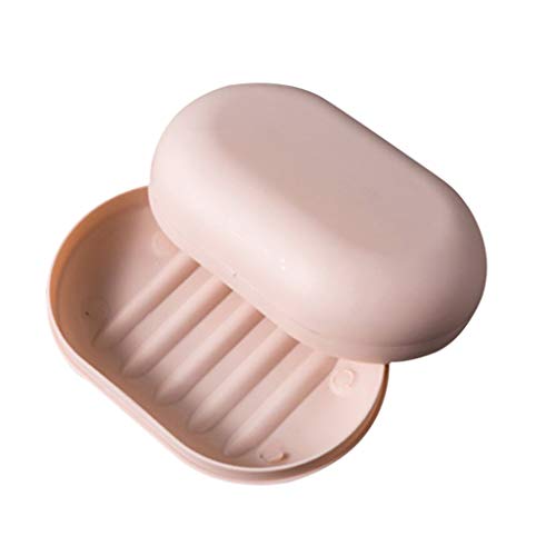 BCDlily Plastic Bathroom Shower Soap Box Tray Dish Storage Holder Plate Home Travel Soap Case For Bathroom Camping Gym (Pink)