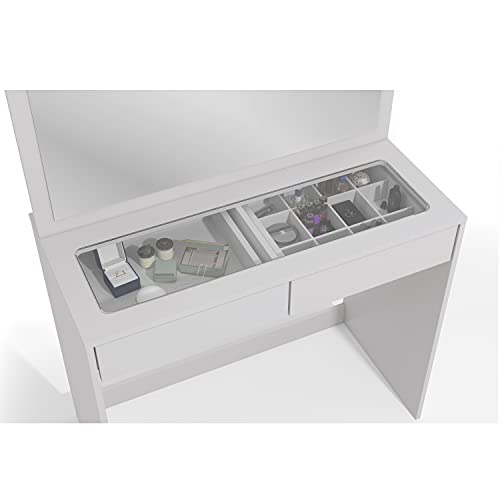Boahaus Suri Modern Vanity Table, White Finish, Light Bulbs, for Bedroom