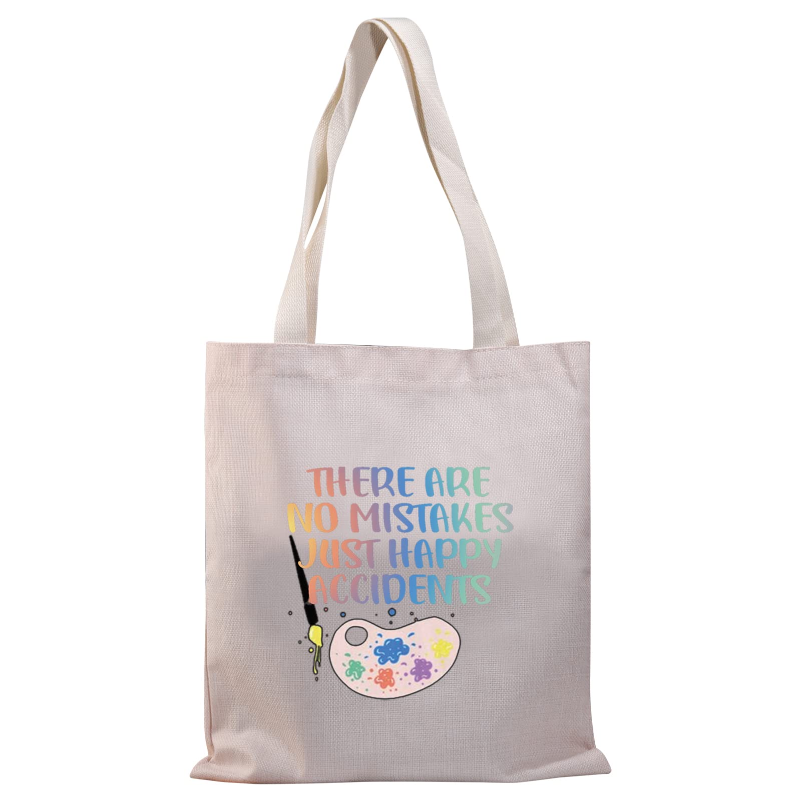 BDPWSS Art Lover Gift There Are No Mistakes Just Happy Accidents Art Student Inspirational Tote Bag (No mistakes TG)