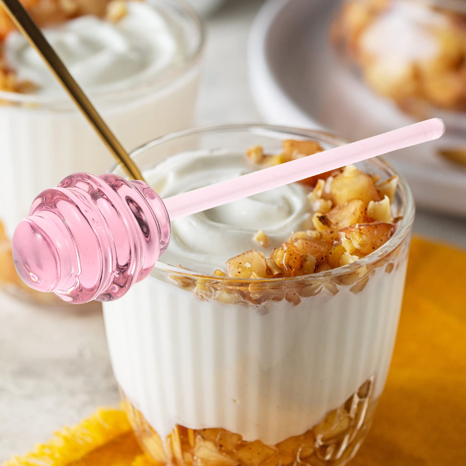 BESTonZON Honey Stirrer Honey Jar Dipper Honey Dipper Syrup Dippers Coffee Honey Twirler Kitchen Stirring Rod Honey Stick Cocktail Stirrers Multi-function Stirring Stick Glass Mix Honeycomb