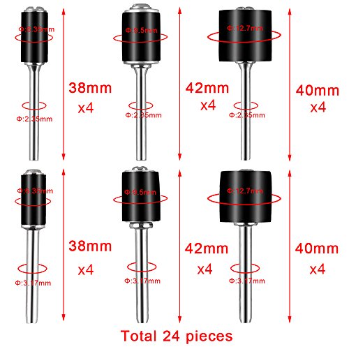 AUSTOR 531 Pcs Sanding Drum Set,504 Pcs Drum Sander Sleeves 80 120 150 240 320 400 600 Grit 24 Pcs Drum Mandrels 2 Pcs Self-Tightening Drill Chuck and 1 Pc Combination Wrench for Dremel Rotary Tool