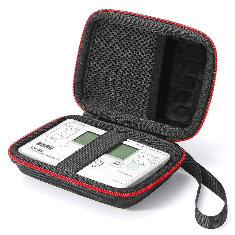 Hard travel case for Korg TM-50 / TM-60BK Tuner Metronome and Clip on Microphone, Protective Carrying Storage Bag - Black (Black Lining)