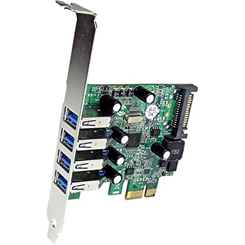 StarTech.com 4-Port PCI Express SuperSpeed USB 3.0 Controller Card with UASP - 5Gbps - USB 3.0 Expansion Card with SATA Power , TAA (PEXUSB3S4V)