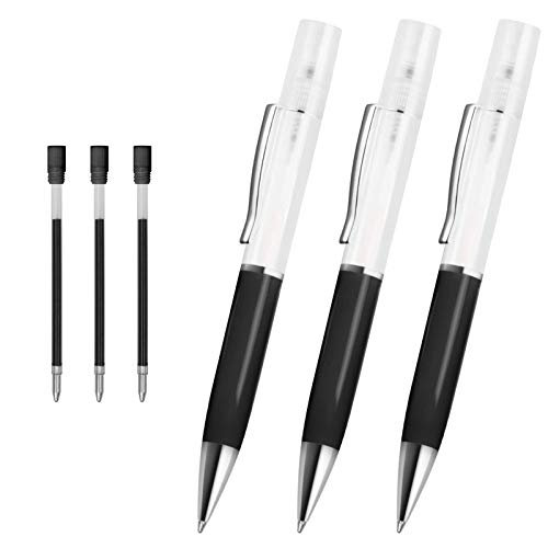 Cambond Ballpoint Pens Black Ink, 2-in-1 Ballpoint Pen for School Work Travel, 1.0 mm Medium Point, 3 Pens with 3 extra Refills, Black