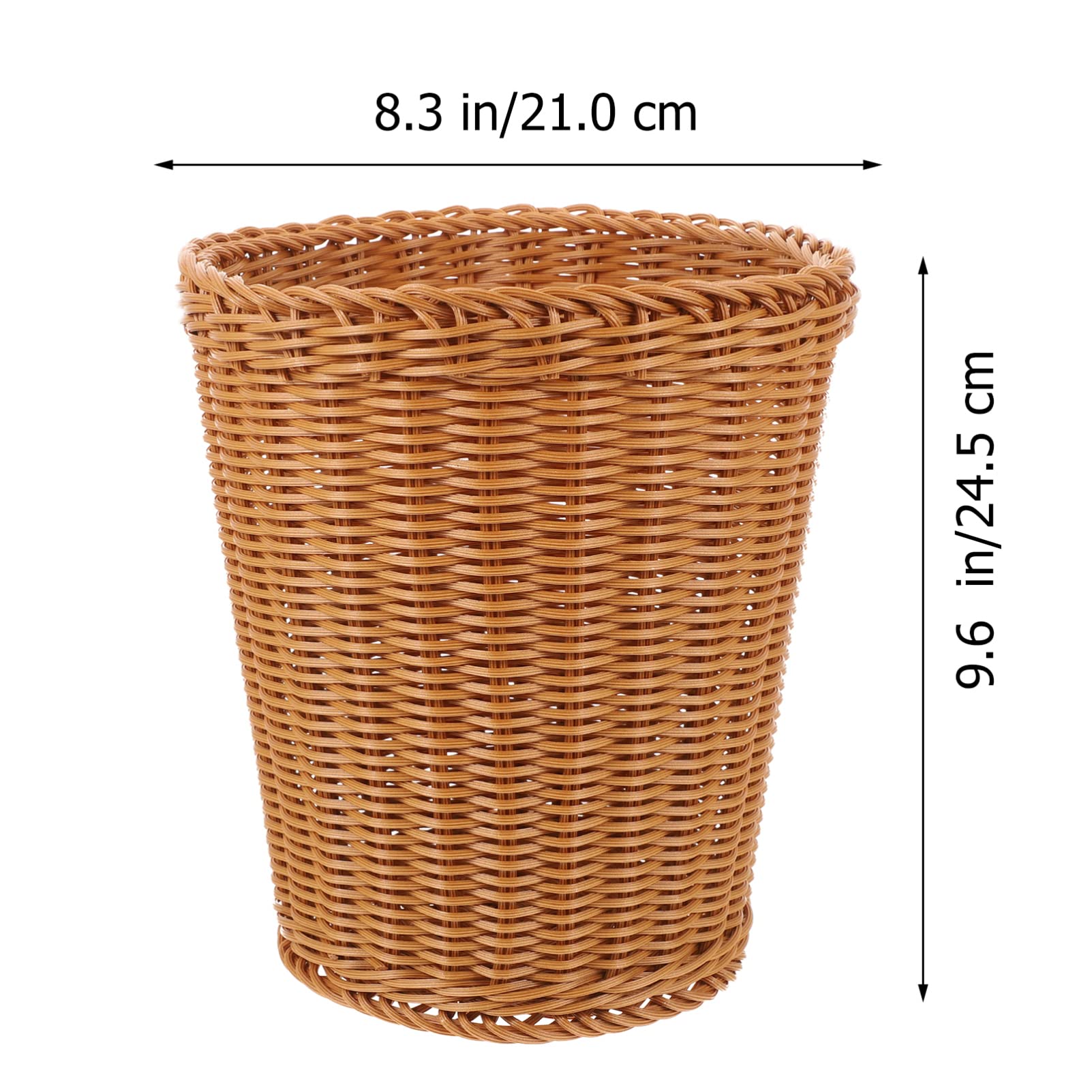 LIFKOME Round Rattan Waste Basket Woven Trash Can Paper Waste Basket Straw Wicker Sundries Storage Holder Garbage Container Bin for Bathroom Kitchen Office Brown