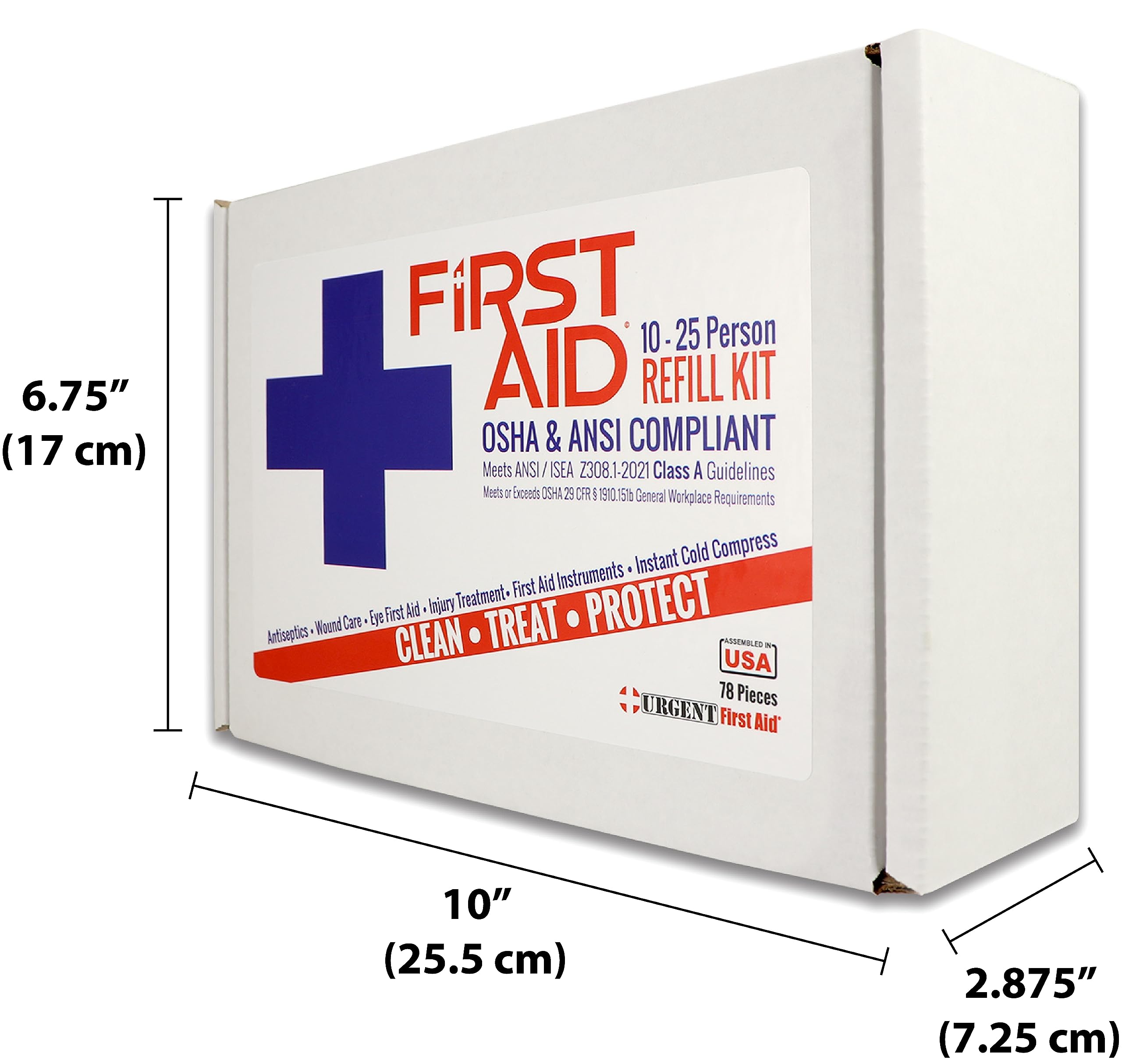 OSHA & ANSI First Aid Kit Refill/Upgrade, 25 Person, 78 Pieces, ANSI 2021 Class A for Office, Business, Home or car Boxes and cabinets: Fill Your kit or use to Upgrade to Current regulations