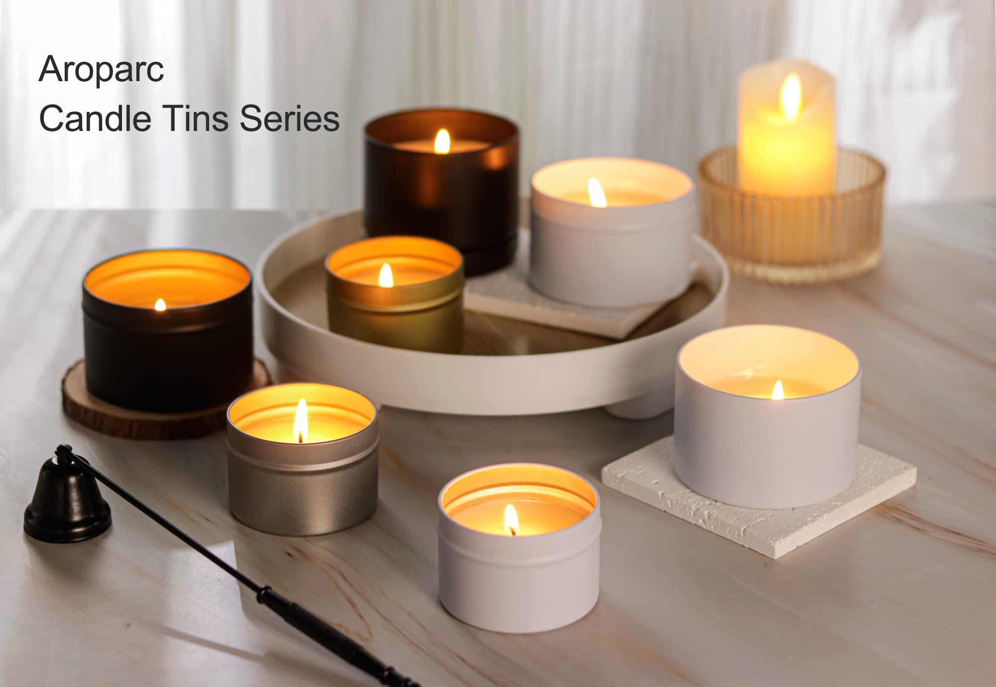 Aroparc Candle Tins 8oz with Lids, 24 Pack Seamless Bulk Candle Containers for Candle Making Supplies Wholesale Empty Candle Jars - Black