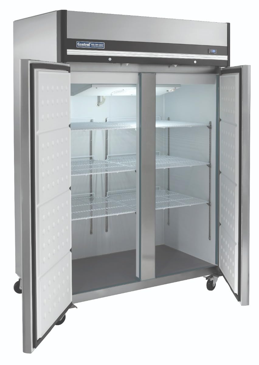 Central Exclusive Commercial Refrigerator, 2 Door Stainless Steel Reach In, Solid doors - 54" W 49 Cu Ft. (69K-032)