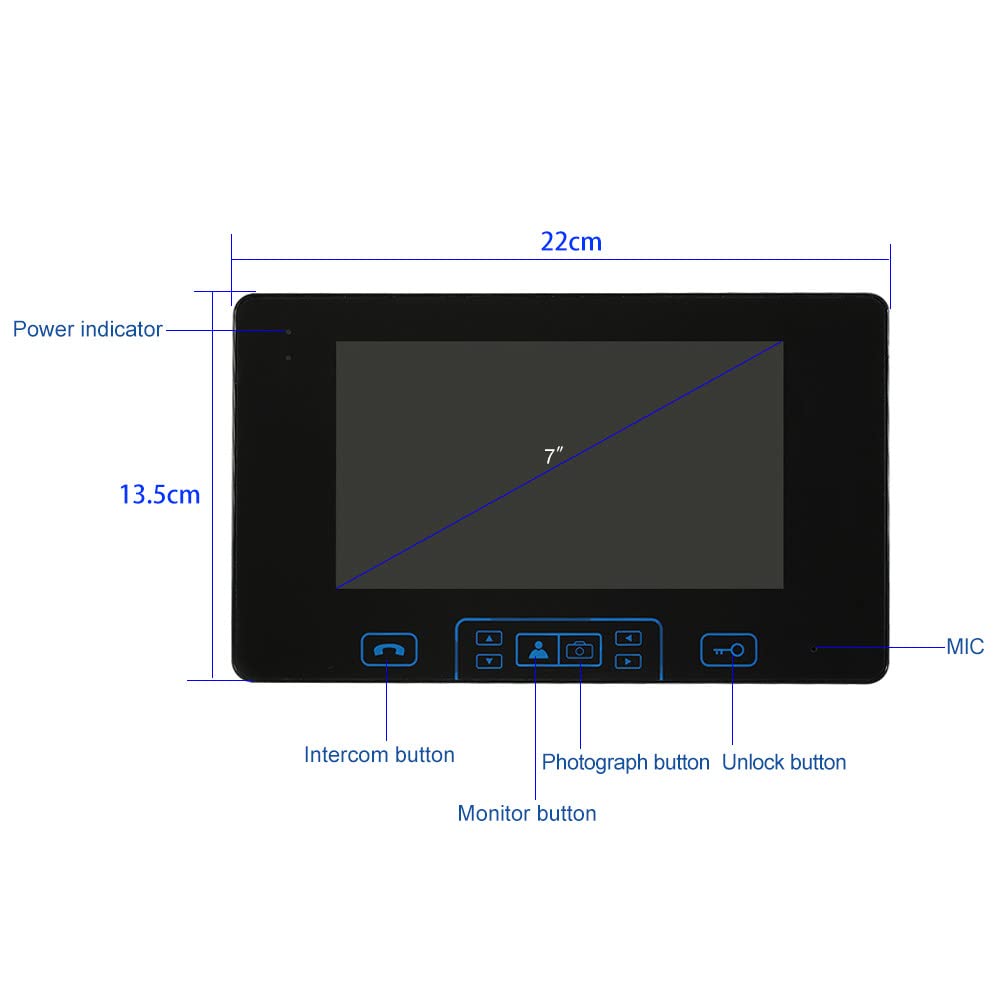 ANJIELO SMART Video Intercom 2.4GHz Wireless 7''Touch Key Screen Video Door Phone Intercom Access Control System Doorbell Night Vision