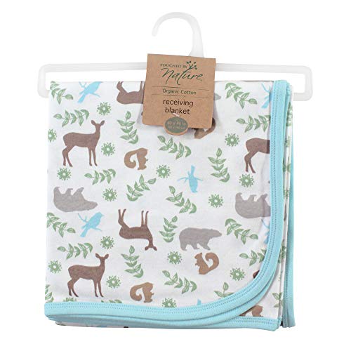 Touched by Nature Unisex Baby Organic Cotton Swaddle, Receiving and Multi-purpose Blanket, Forest, One Size