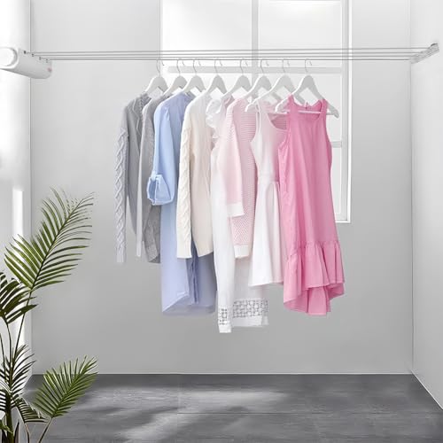 Retractable Outdoor Clothesline Indoor Wall Mounted Flexible Clothes Dryer Plastic Telescopic Rope Hanger Space Saving for Hanging Drying Rack Wet Dry Laundry Bathroom Hotel Travel Camping(4 Ropes)