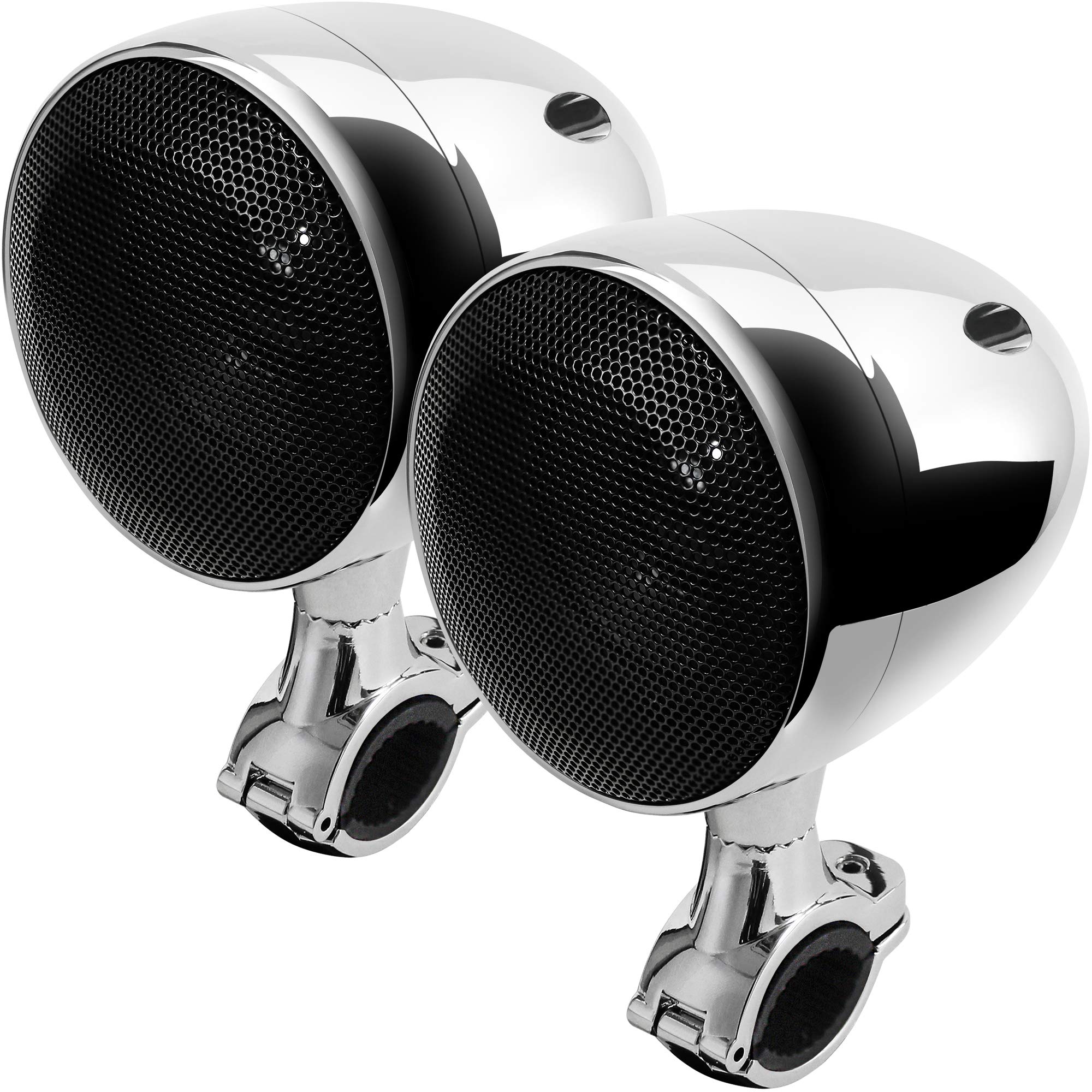 GoHawk TN4-W Waterproof Amplifier 4" Full Range Bluetooth Motorcycle Stereo Speakers 1 to 1.25 in. Handlebar Mount Audio Amp System Harley Touring Cruiser ATV 4-Wheeler, USB, AUX, FM Radio
