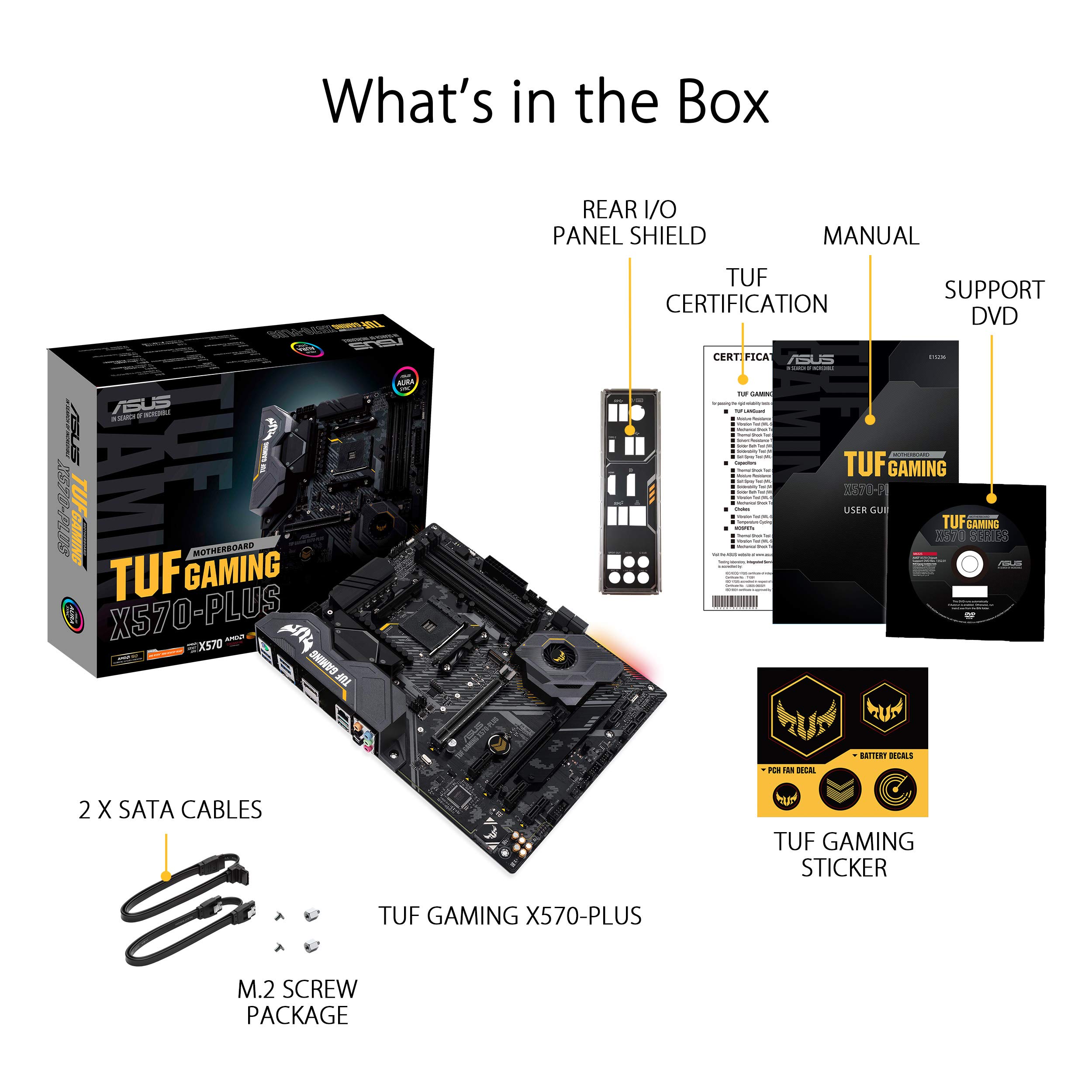 ASUS AM4 TUF Gaming X570-Plus AM4 Zen 3 Ryzen 5000 & 3rd Gen Ryzen ATX Motherboard with PCIe 4.0, Dual M.2, 12+2 with Dr. MOS Power Stage, HDMI