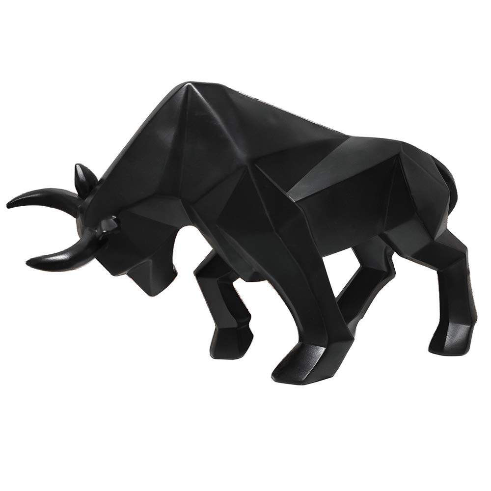 ASNOMY Polyresin Bull Figurine Home Decor, Abstract Sculptures, Originality Home Decoration Furnishing Animal Ornament, Geometric Surface Statues Home Decor Ornament