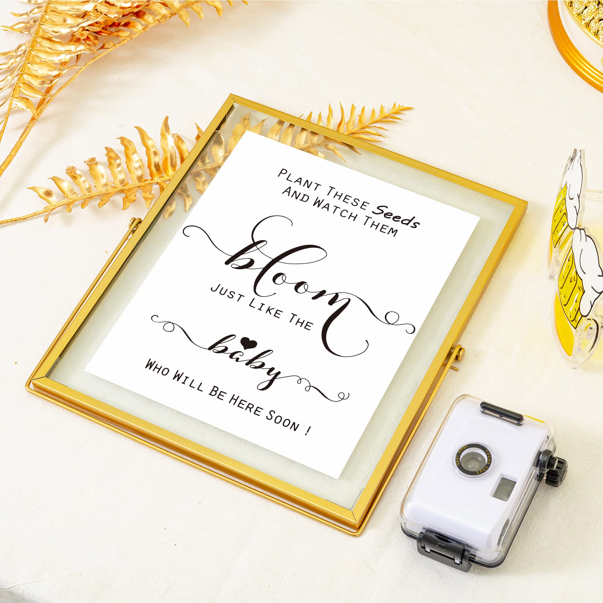 Calculs Baby Bloom Gold Floating Picture Frame Wedding Signs Place Card/Menu Holder 10 x 8 Inches Centerpiece Table Décor for Baby Shower