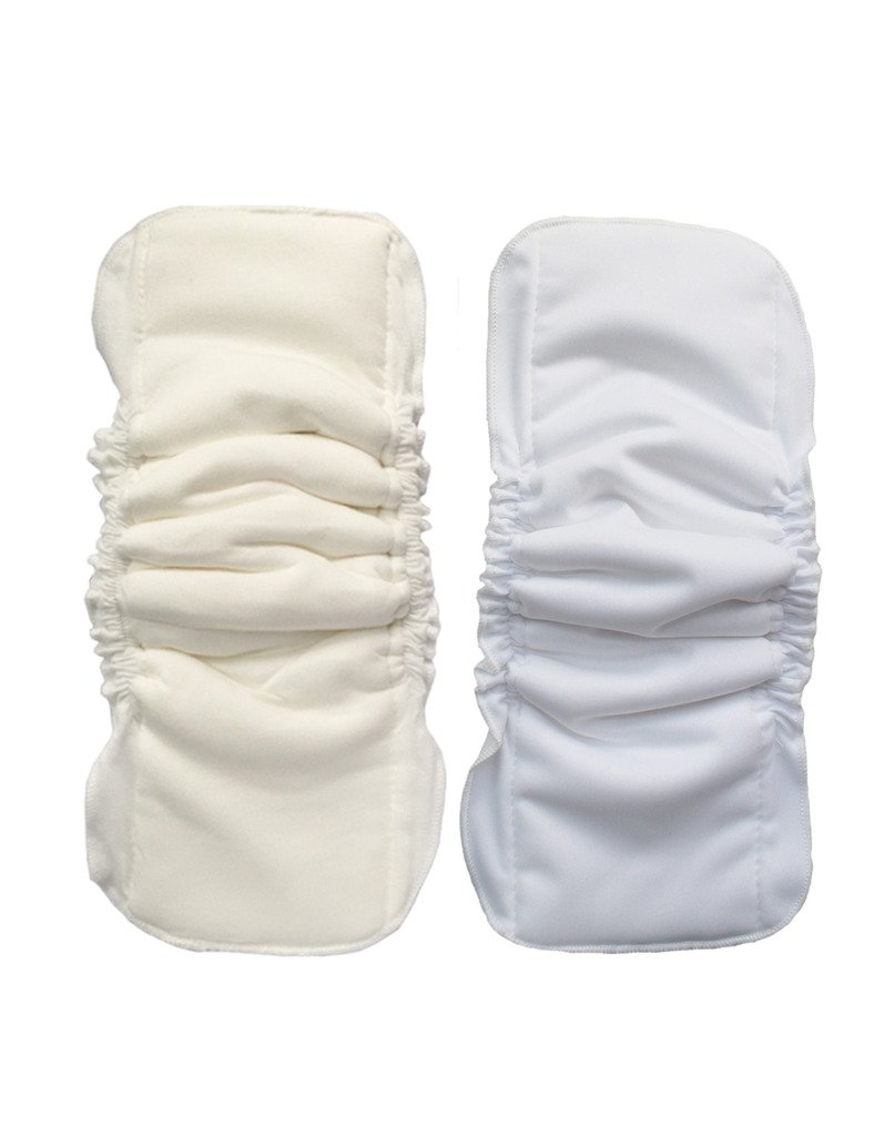 Vlokup Baby Waterproof Cloth Diaper Inserts 5 Layer with Gussets, 12 Pack, for Newborn Toddler Kids, Nature Bamboo Cotton Nappy Liner for Pocket Diaper, Reusable Washable Absorbent with Wet Bag