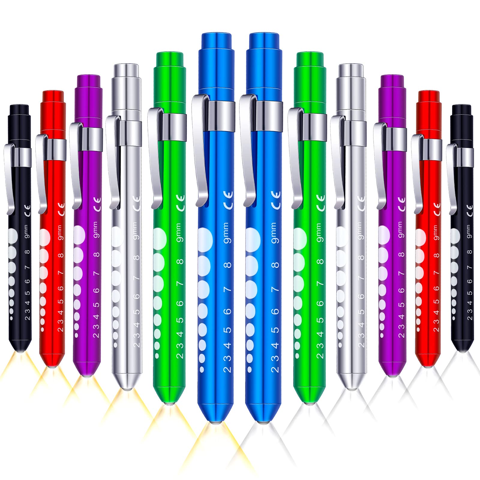 Penlight for Nurse Pen Light LED Reusable Pen Light with Pupil Gauge Nurses Pin Light for Torch Medical Students Doctors Daily Use with Pocket Clip Nurse Gifts(15 Pieces,Basic Colors)