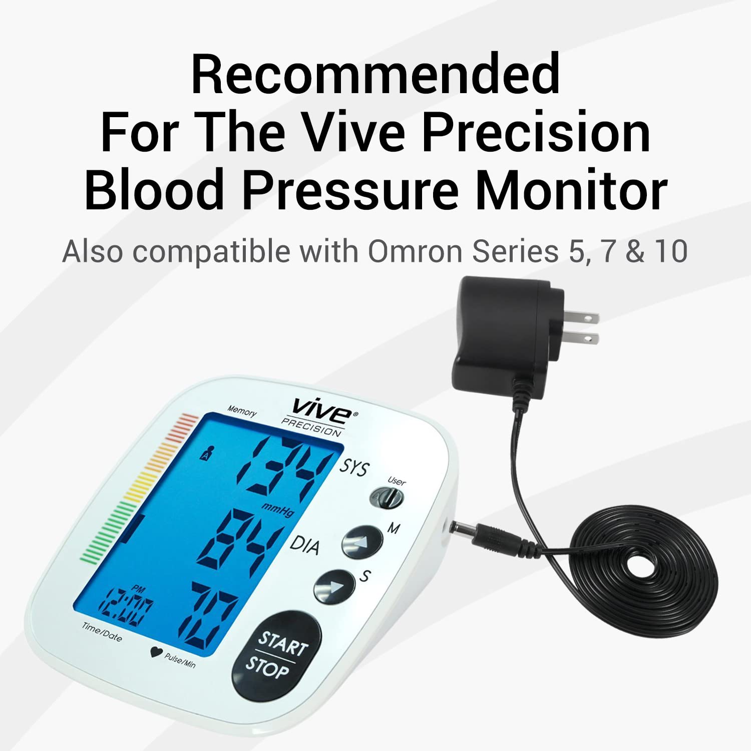 Vive Precision AC Adapter - Power Supply for Blood Pressure Monitor Models - 100-250V BP Compatible - DC 6V BPM Battery Charger - 6 feet Power Source Universal Converter - Extra Long 6 Foot Cord Plug