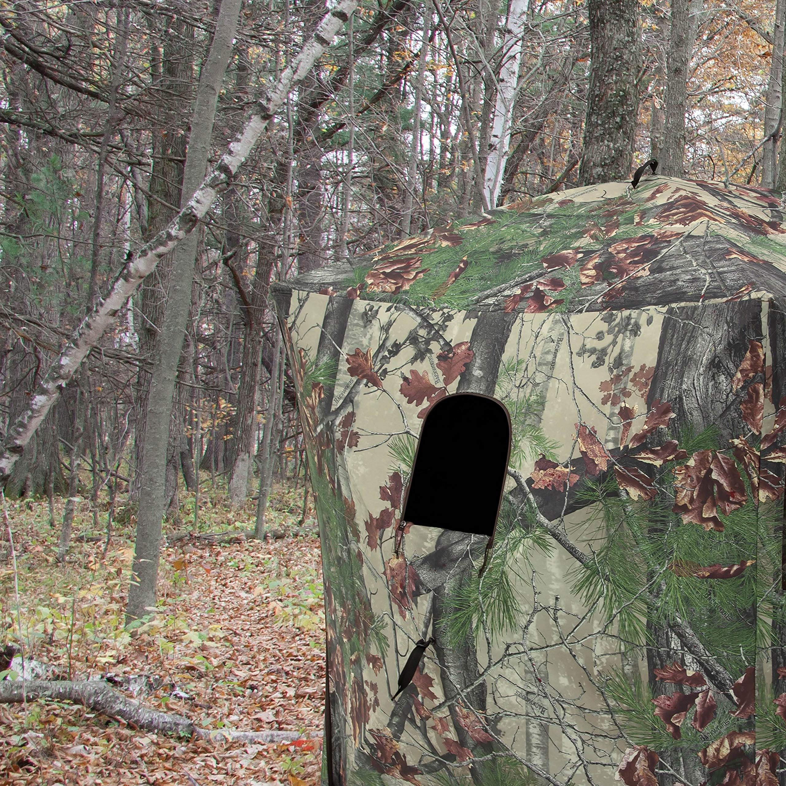 Barronett Blinds Radar Portable Lightweight Pop-Up 2 Person Ground Deer/Turkey Hunting Hub Blind with Rear and Mesh Windows, Backwoods Camo, 2 Pack