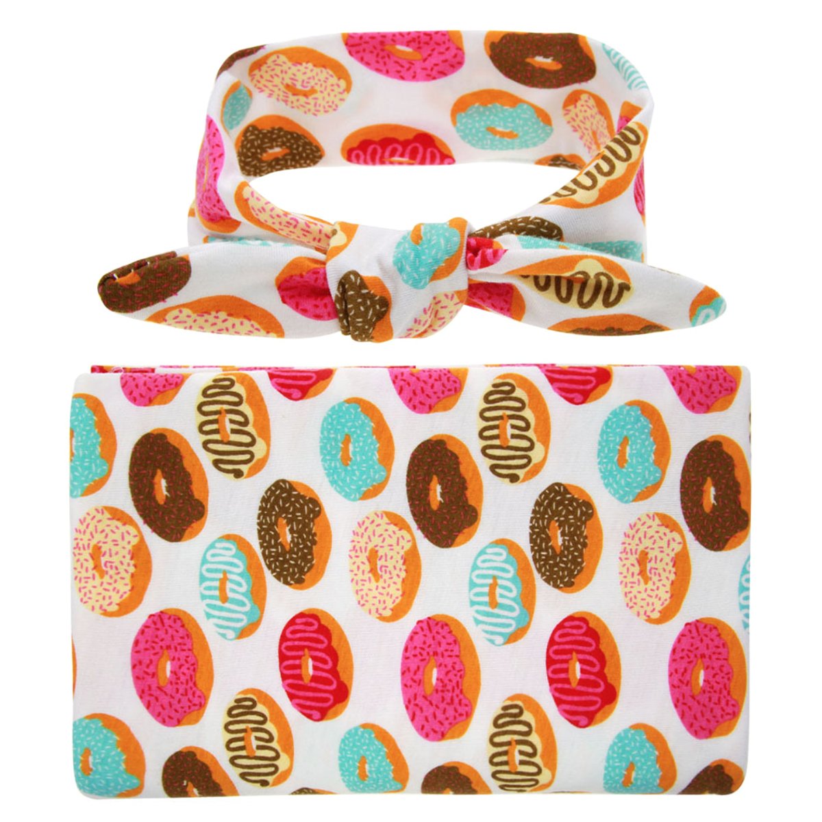 Newborn Baby Swaddle Blanket and Headband Value Set,Receiving Blankets, Doughnut