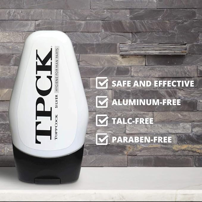 TPCK ToppCock Silver Leave-On Hygiene Gel for Man Parts, 90ml Odor Neutralizer, Male Care Moisturizing Body Hygiene