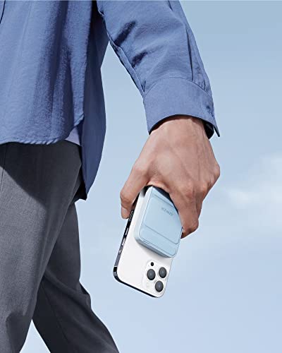Anker Magnetic Battery (MagGo), 5,000 mAh Foldable Magnetic Wireless Portable Charger and USB-C for iPhone 15/15 Plus/15 Pro/15 Pro Max, iPhone 14/13 Series(Misty Blue)