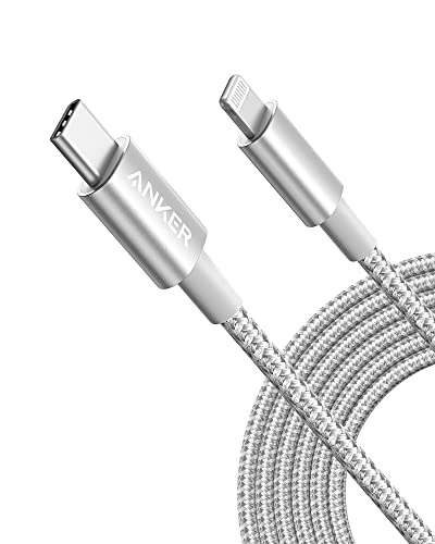 Anker Nylon USB C to Lightning Cable [10ft MFi Certified] for iPhone 13 13 Pro 12 Pro Max 12 11 X XS XR 8 Plus, AirPods Pro, Supports Power Delivery (Silver)