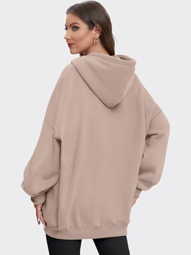 ATHMILE Fall Outfits for Women 2023 Hoodies Oversized Sweatshirt Sweaters Fleece Lined Plus Size Y2K Long Sleeve Tops Casual Fashion Coffee Grey