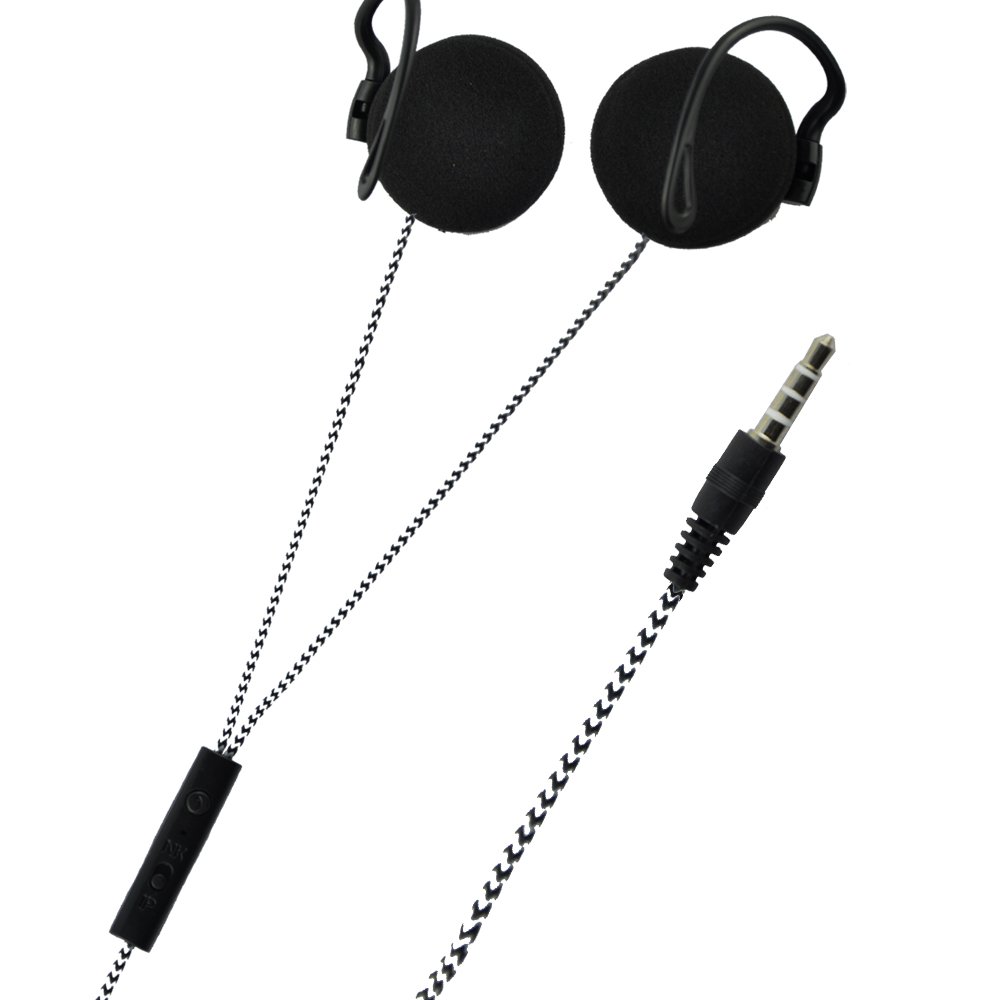 NewSilkRoad Sports Ear Hook Padded Stereo Over The Ear Headphones Headset with Braided Cable Mic Control for Devices with a 3.5mm Input,Retail Package(Black)