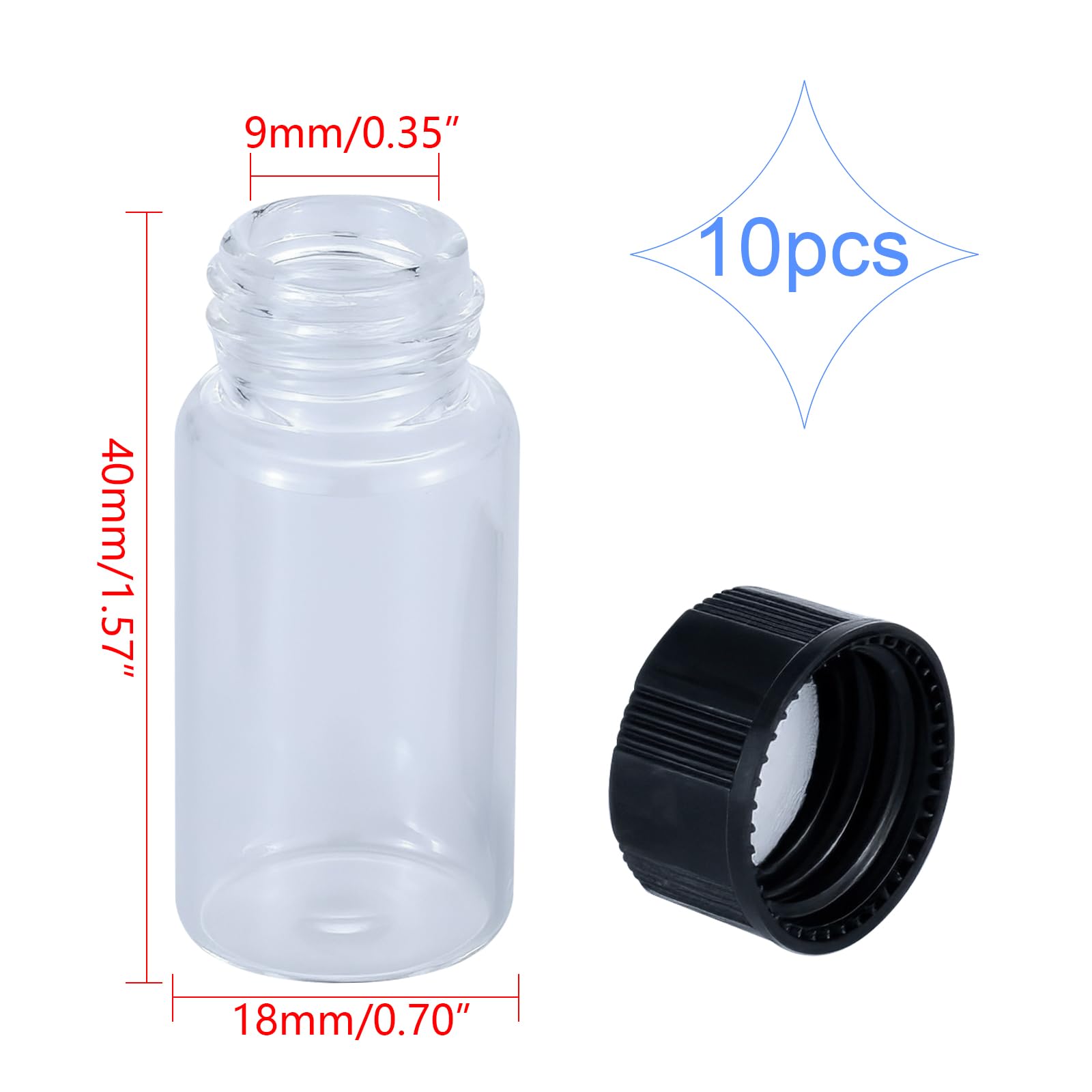 Newzoll 5 ml Clear Glass Bottles for Essential Oils, Chemistry Lab Chemicals, Colognes & Perfumes (10 Pieces)