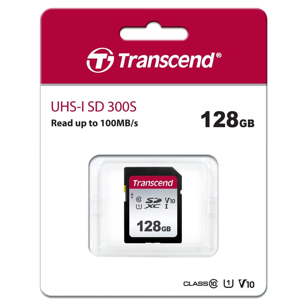 Transcend 128GB SDXC Class 10 UHS-1 Flash Memory Card Up to 90MB/s (TS128GSDXC10U1)