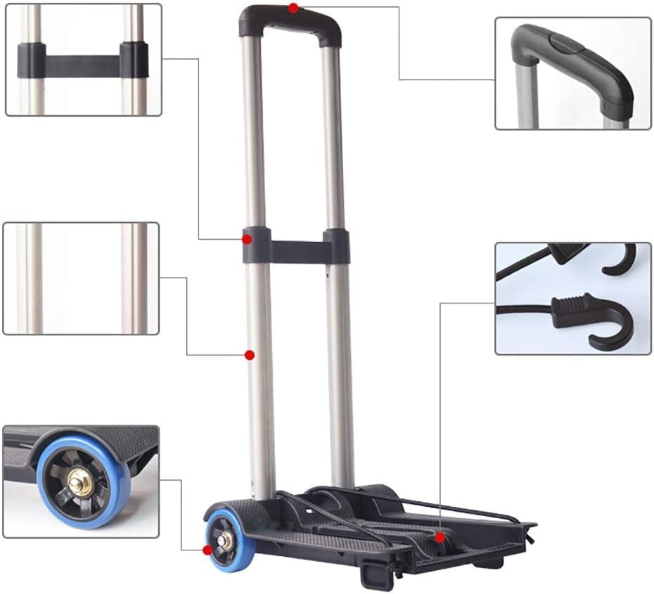 BAUBUY Small Hand Truck for Elderly Lightweight Foldable Shopping Cart with Wheels Portable Aluminum Alloy Trolley Luggage Cart