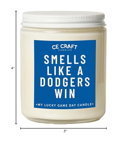 CE Craft - Smells Like a Dodgers Win Candle - Funny Birthday Gift for Him - Baseball Themed Gift - Gift for Dad, Boyfriend - Dodgers Gift (Sparkling Champagne)