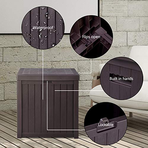 Autlaycil 52 Gallon Small Deck Storage Box -Waterproof Outdoor Toy Storage Box β Perfect to Store Garden Tools and Pool Toys(Brown)