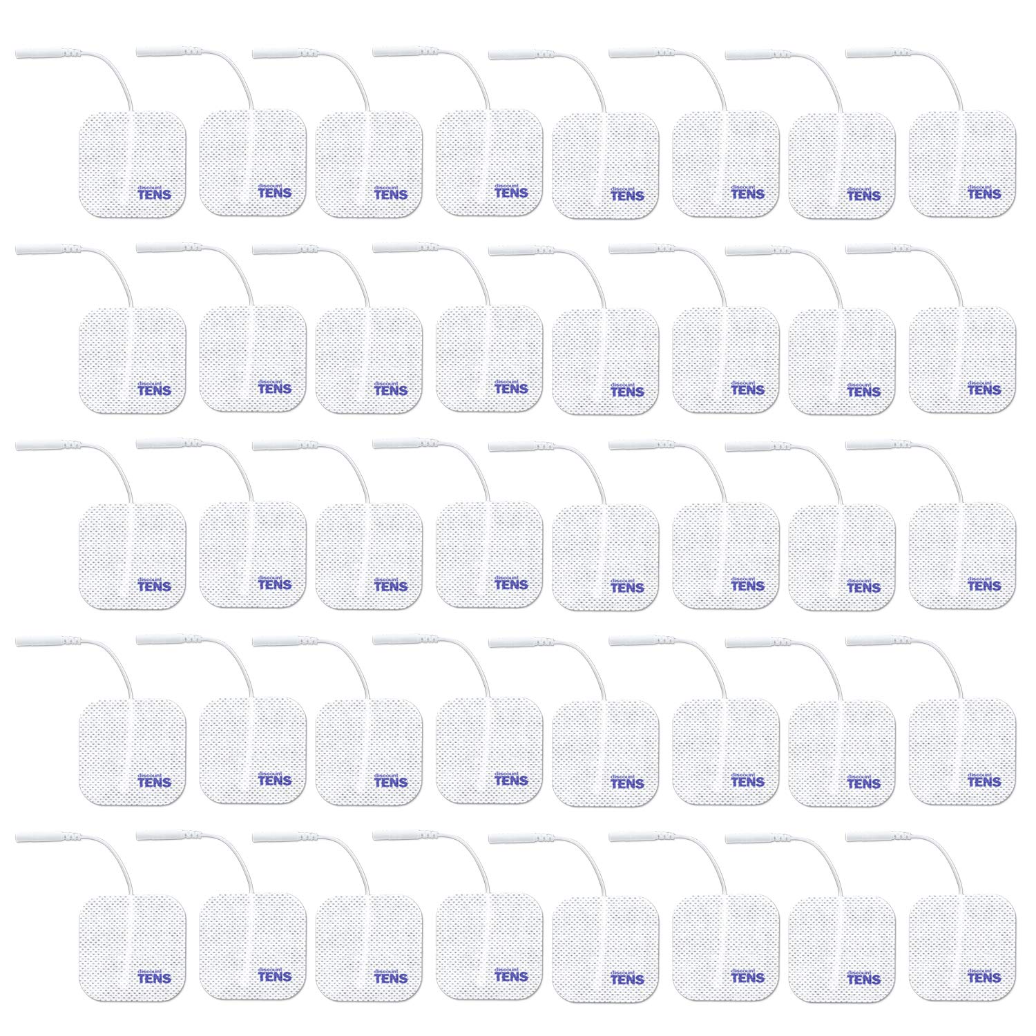 TENS Electrodes, Value Wired Replacement Pads for TENS Units, 40 TENS Unit Electrodes (2in x 2in, 40 Pack) Discount TENS Brand
