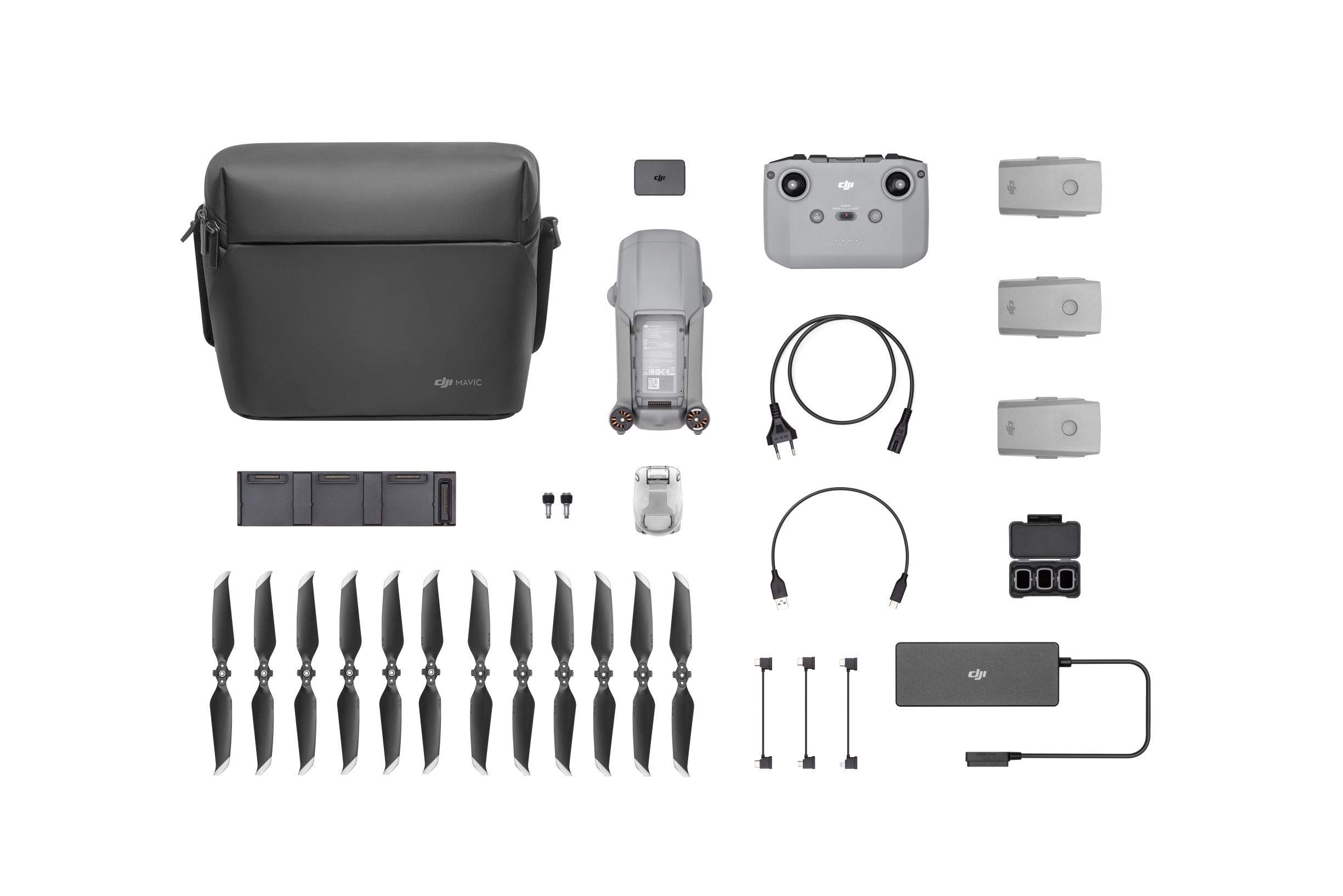DJI Mavic Air 2 Fly More Combo - Drone Quadcopter UAV with 48MP Camera 4K Video 1/2" CMOS Sensor 3-Axis Gimbal 34min Flight Time ActiveTrack 3.0, Grey (Renewed)