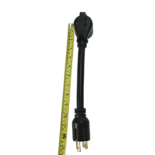 bchsadvb RV Generator Adapter Cord with Handle 12 Inch 30 Amp 125/250V 4-Prong L14-30P Twist Lock Male to TT-30R Female, STW 3/C 10 AWG