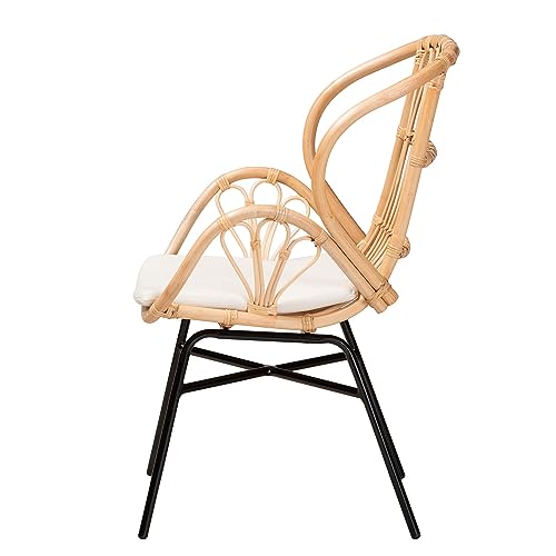 Baxton Studio Caelia Dining Chair, Natural Brown/Black