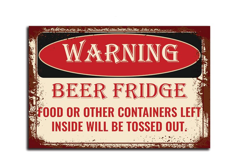 Beer Fridge Magnet for Man Cave Shop Garage Basement or Bar | Vinyl Magnets for Refrigerator, Bumper, or Tool Box 4" x 6" Warning Beer Fridge