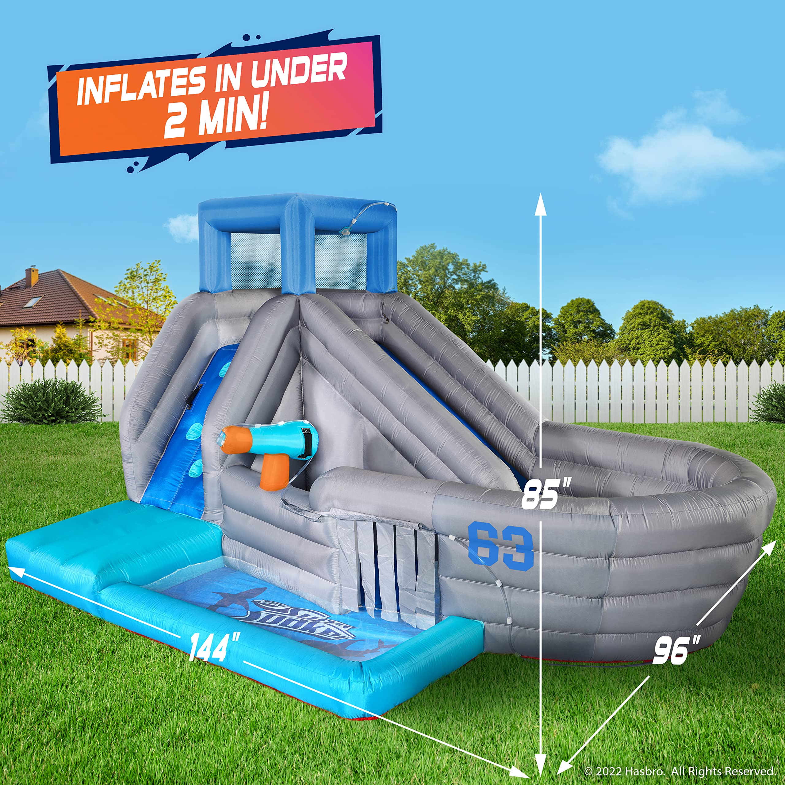 Hasbro Super Soaker Mega Battle Carrier Bounce House – Inflatable Pool Aircraft Carrier Water Park for Epic Summer Water Battles