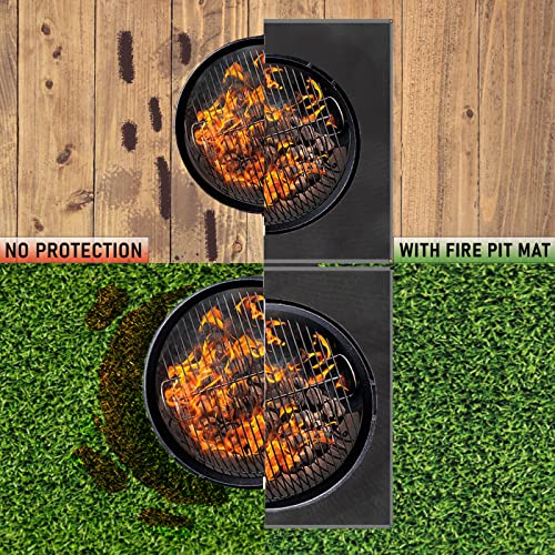 Black 40X40 Inch Fire Proof Mat for Under Fire Pit. 3 Layers Double Sided Squared Fire Pit Pad. Charcoal Grill, BBQ Smoker, Deck, Patio, Grass, Composite. Outdoor Fire Pit Accessories, Heat Resistant