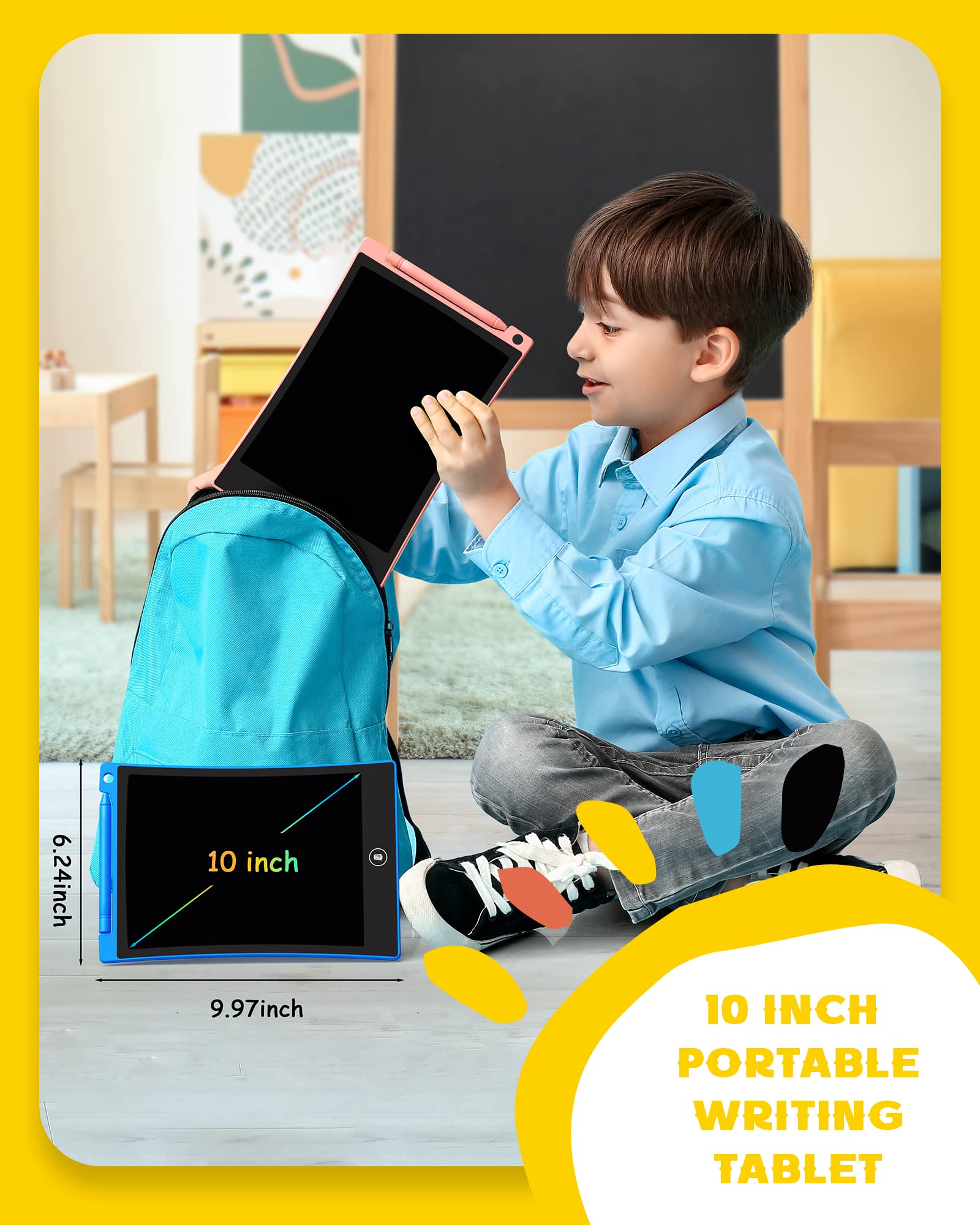 bravokids LCD Writing Tablet Doodle Board 10 Inch, 10 inch Colorful Doodle Board 2 Pack