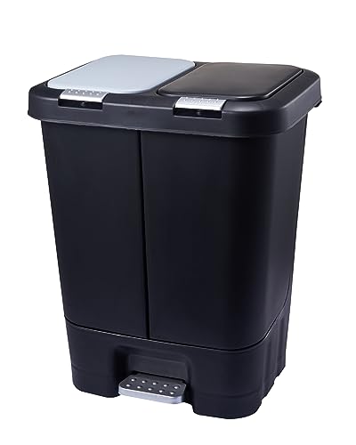 VinEry 11 gal 2 Compartment Trash & Recycling Bin Kitchen Garbage Can (Color : Black)