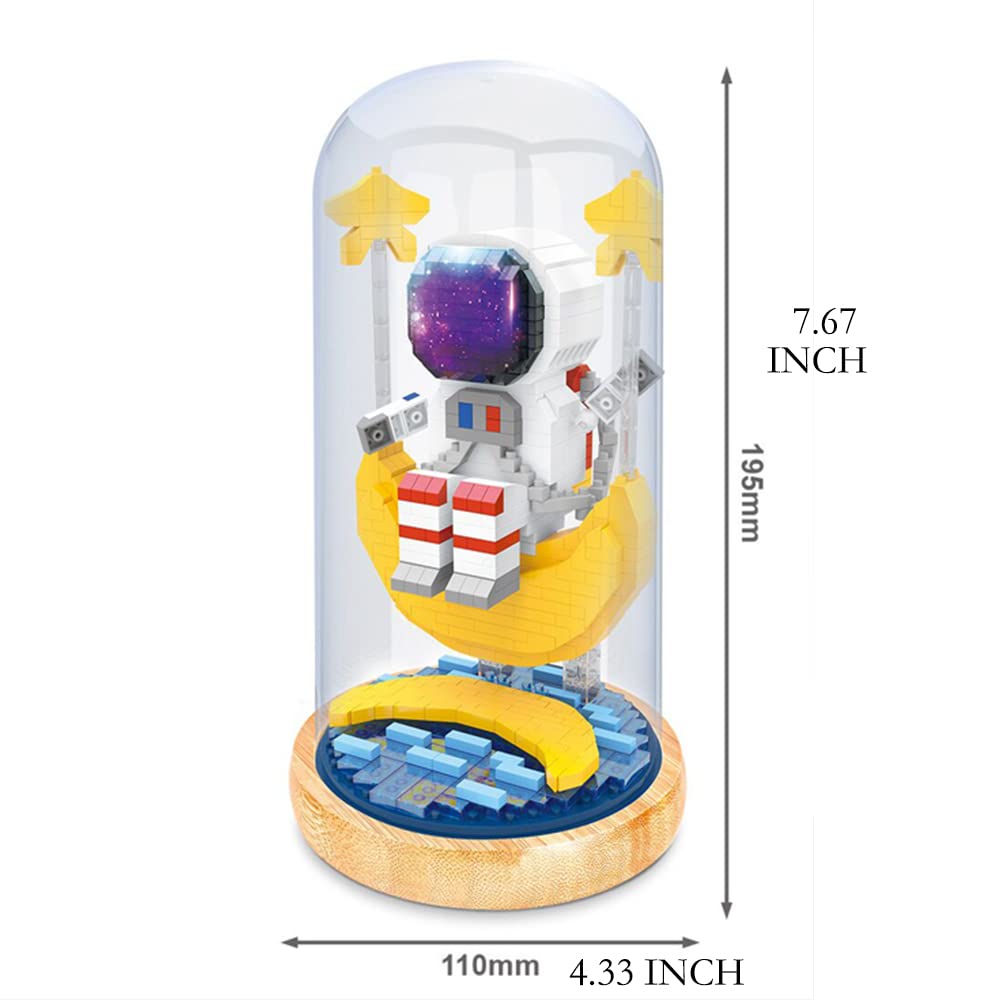 Uvini Building Blocks Astronaut Model with Light STEM Building Toy Micro Blocks for Adults or Teens Gifts Spaceman on Moon Mini Blocks Set DIY Bricks Toys 819PCS(00878)
