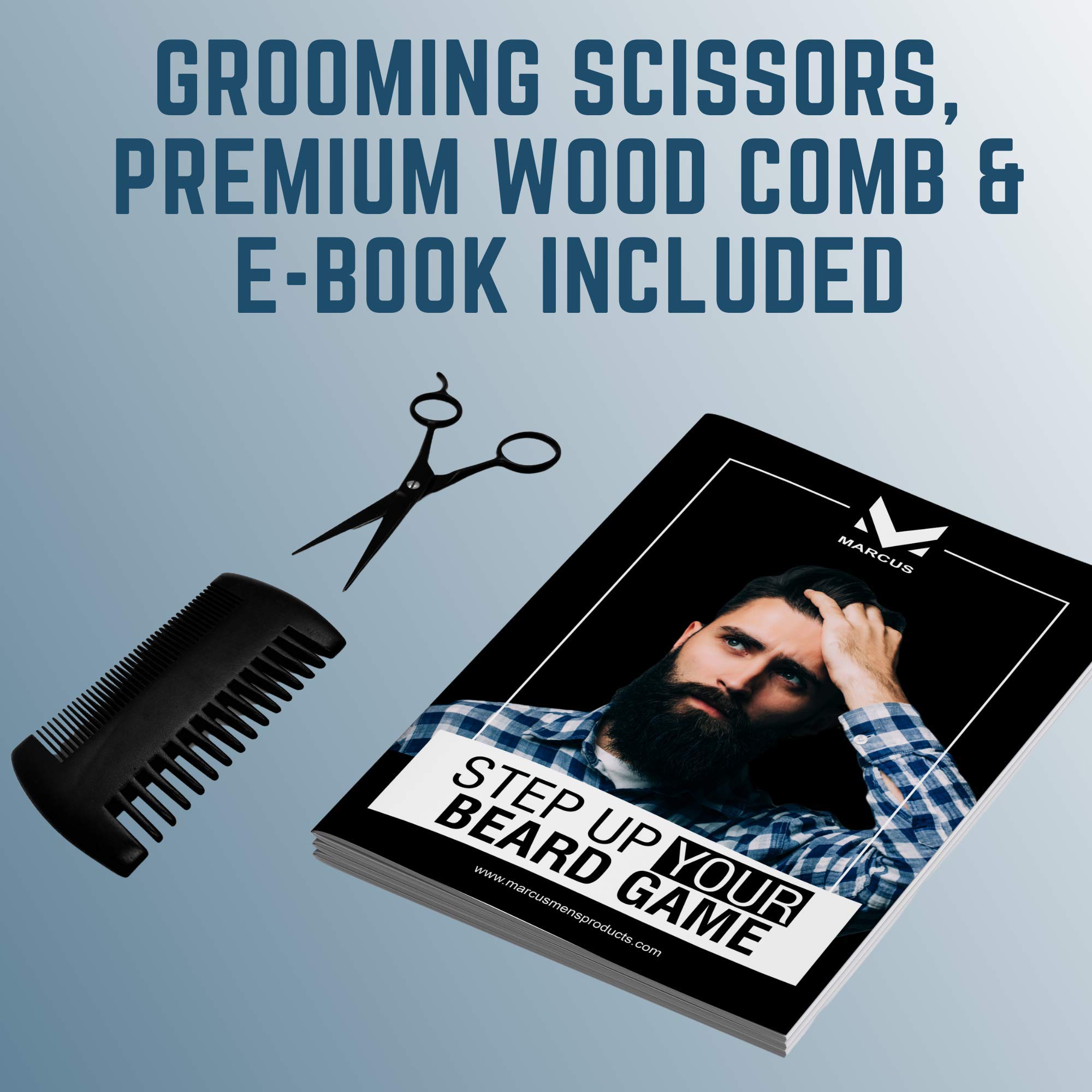 Beard Straightener Comb for Men - Upgraded Professional Beard Straightner Brush with LCD Display, 6 Heat Settings - Includes Travel Case, Wood Comb, Scissors and Ebook - Mens Beard Straightener