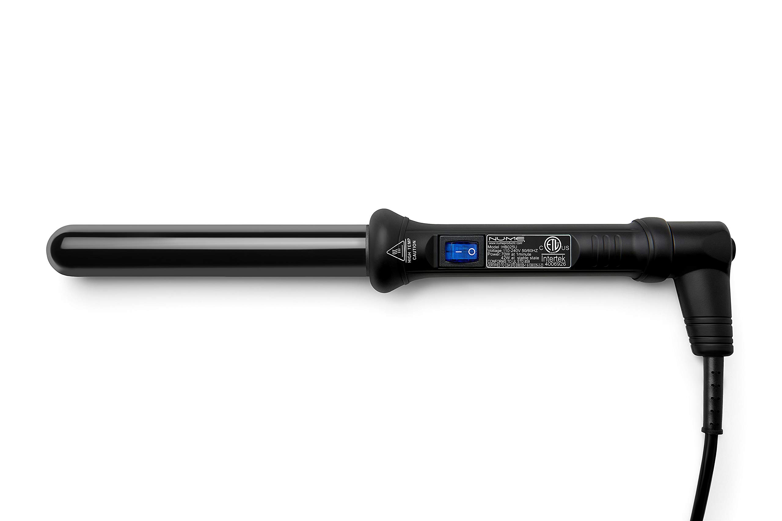 NuMe Classic Ceramic Curling Wand - Tourmaline 25mm Barrel Hair Curler, Negative Ion Conditioning, Far Infrared Heat - All Hair Types
