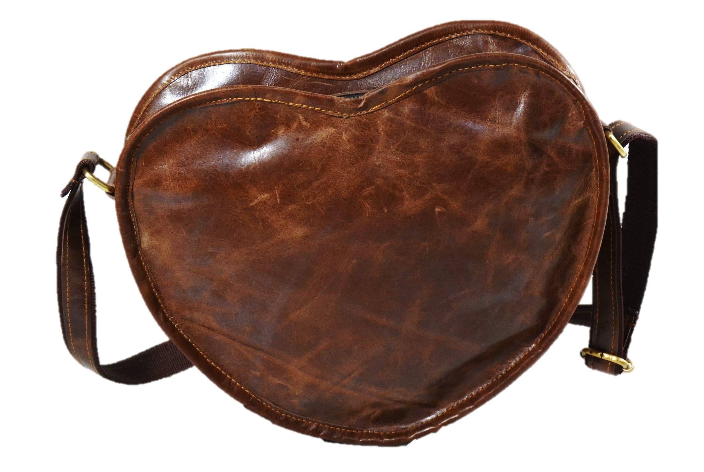 URBAN DEZIRE Women’s Handmade Genuine Buff Leather Messenger Cross-body Purse Shoulder Handbag (Brown, 12.5" L x 10" H x 3" W)